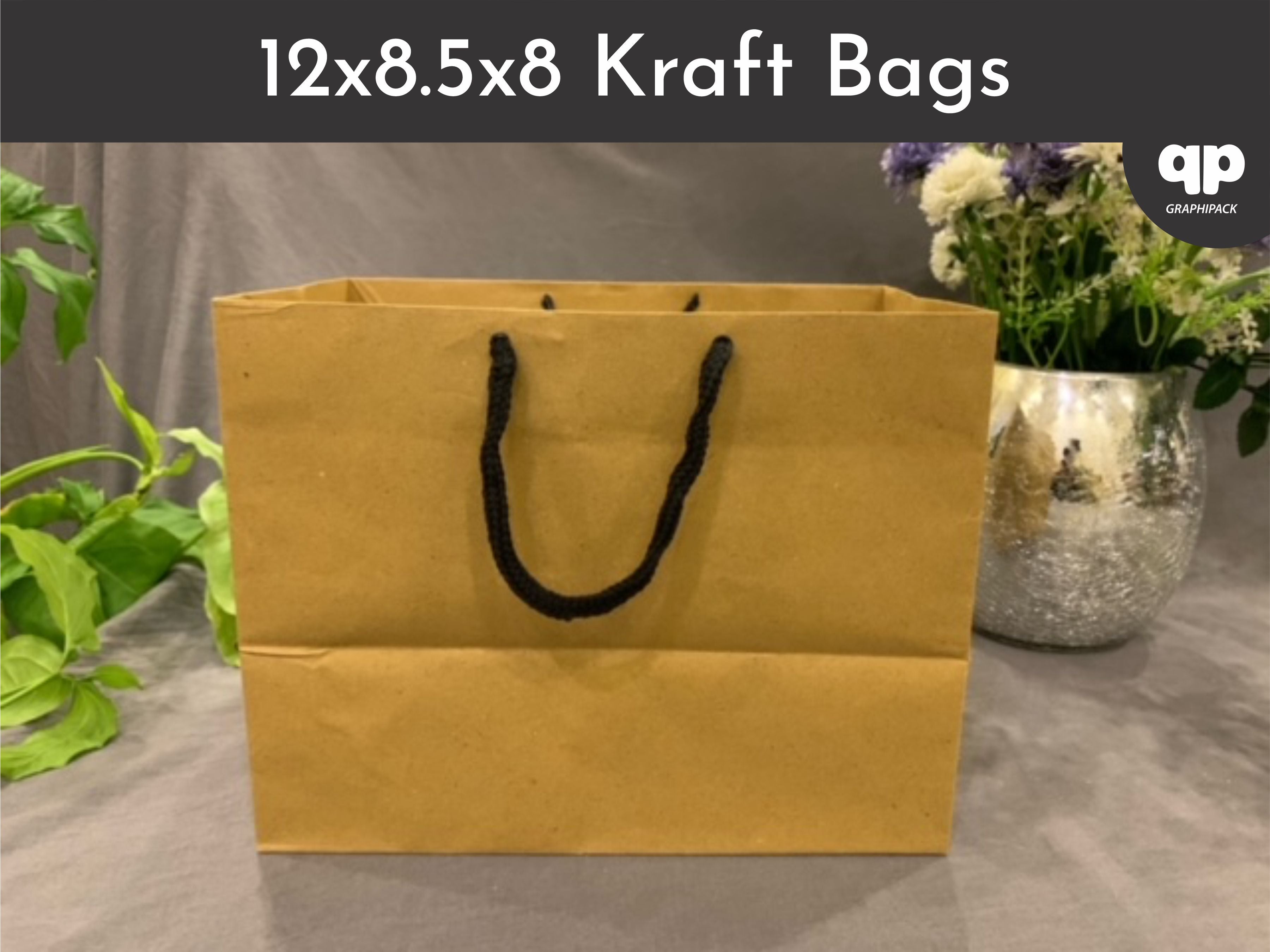 Kraft Paper bags (12x8.5x8 with strings) – Graphipack