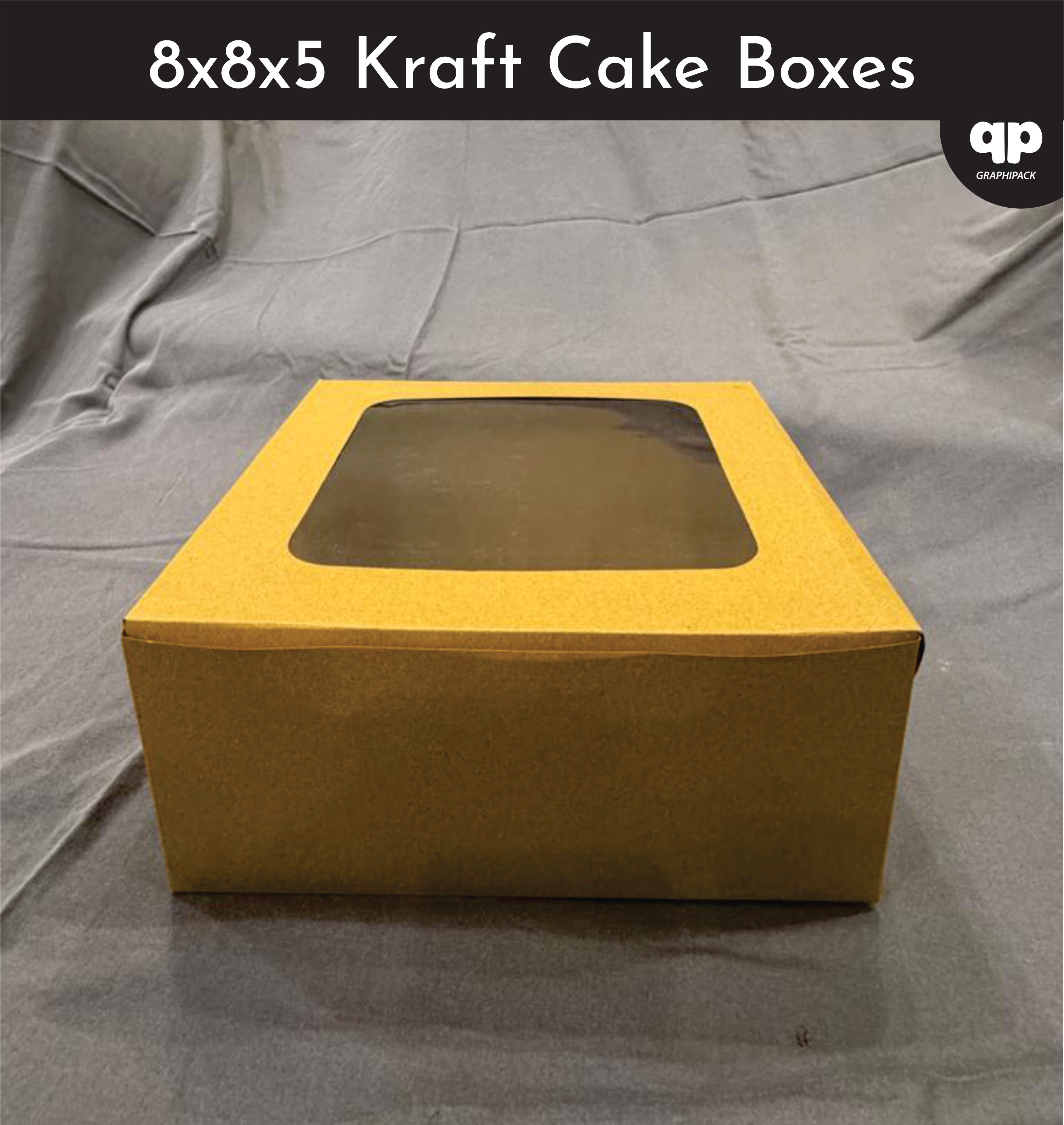 Kraft Cake Box 8x8x5- with Window – Graphipack